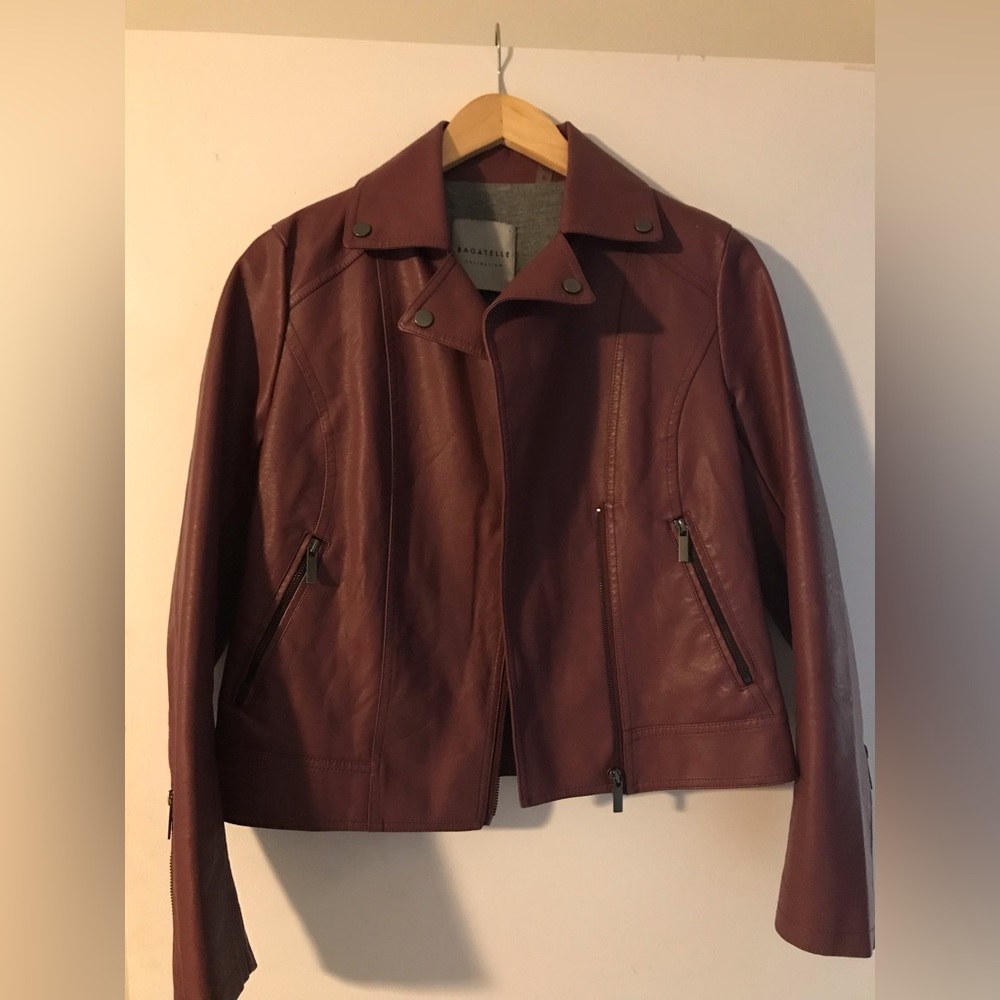 Burgundy Faux Leather Moto Jacket - Stitch Fix - Gem